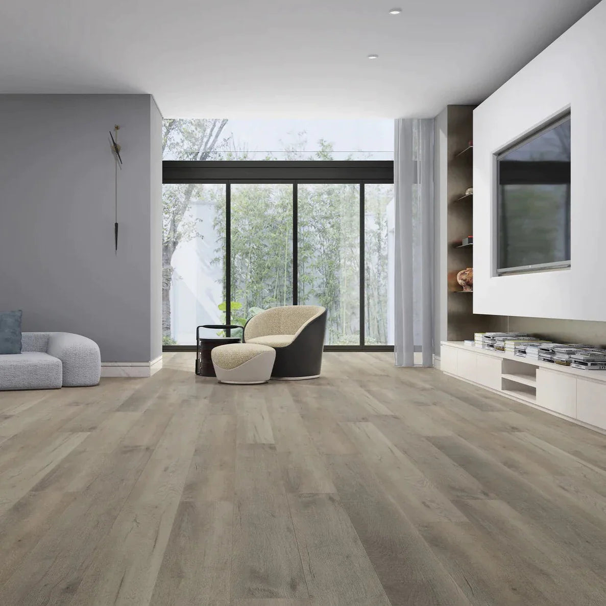 Galeta SPC Embossed 7"x60" Vinyl Flooring 8mm - Creamy Gray – mayausatile