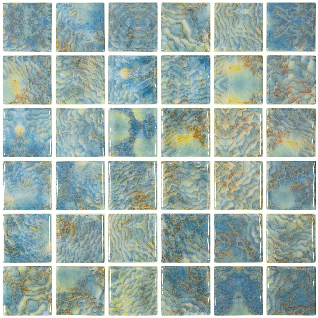 Aquatica Arrecife Green 2"x2" Glass Mosaic Tile 12.25"x12.25" - Vangua ...