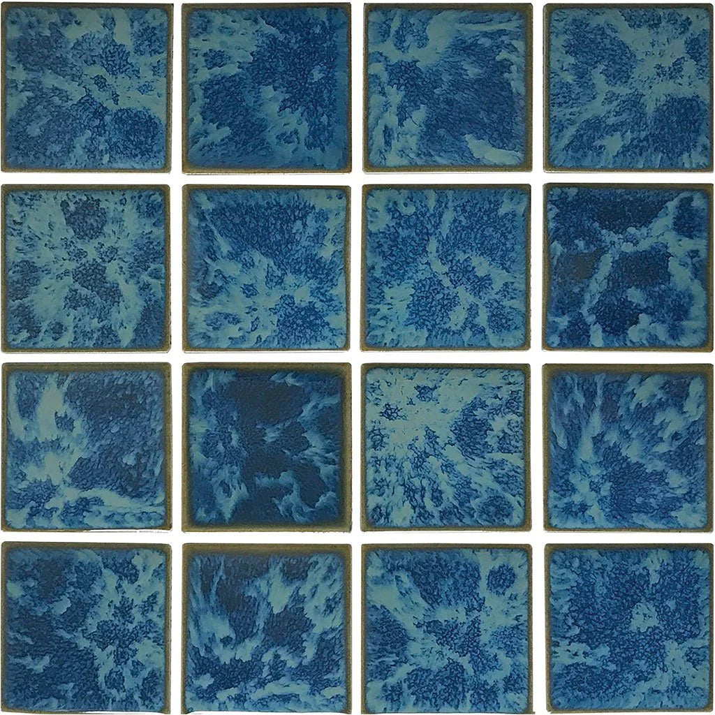 Aquatica Atlantic Green 3"x3" Porcelain Mosaic Pool Tile 12"x12" - Ref