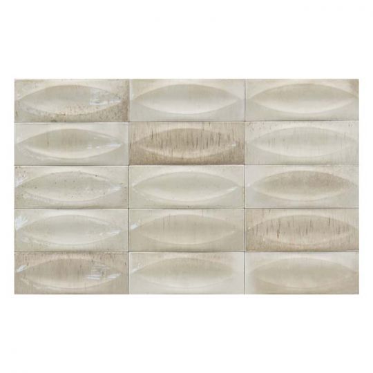 Aquatica Beige 3D Egg Deco Glossy Porcelain Pool Tile 3"x8" - Gleeze C