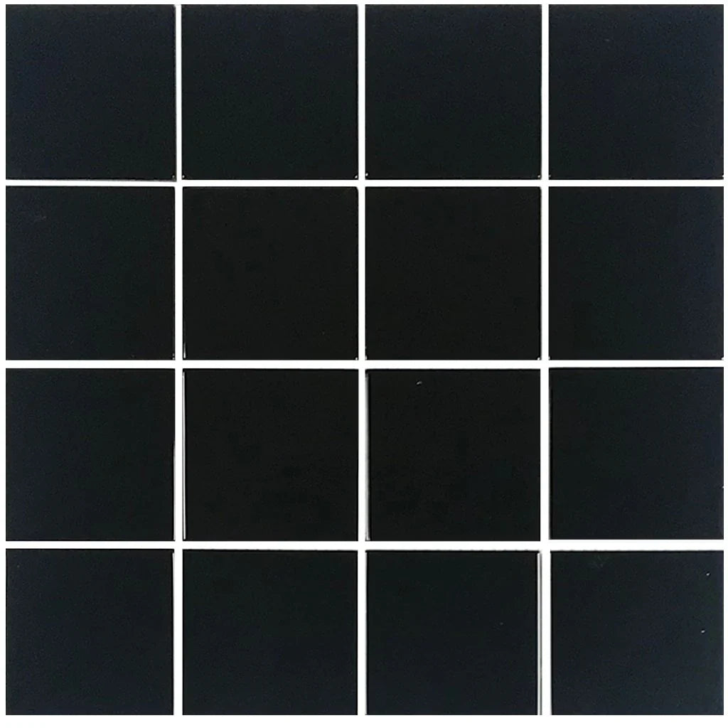 Aquatica Black Solid Glass Mosaic Tile 12"x12" - Crystal Collection ...