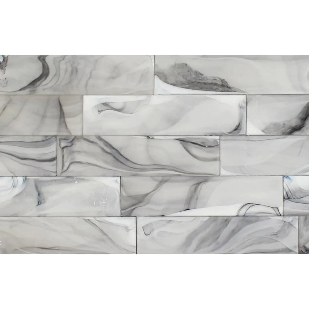 Aquatica Nimbus Glass Gray Glass Tile 3"x12" - Clouds 2.0 Collection ...