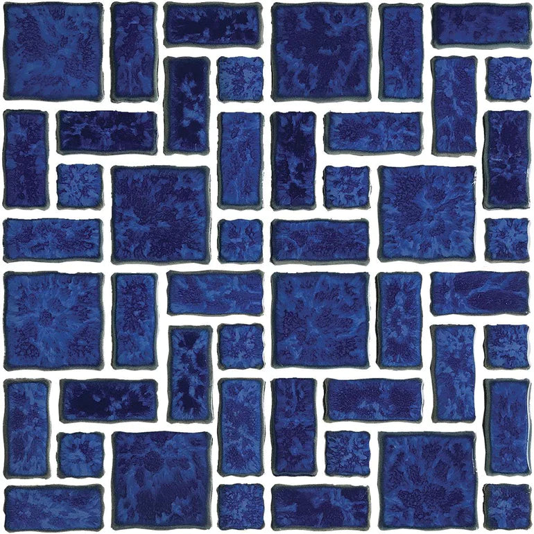 Aquatica Pacific Blue Random Pattern Porcelain Mosaic Pool Tile 12"x12 ...