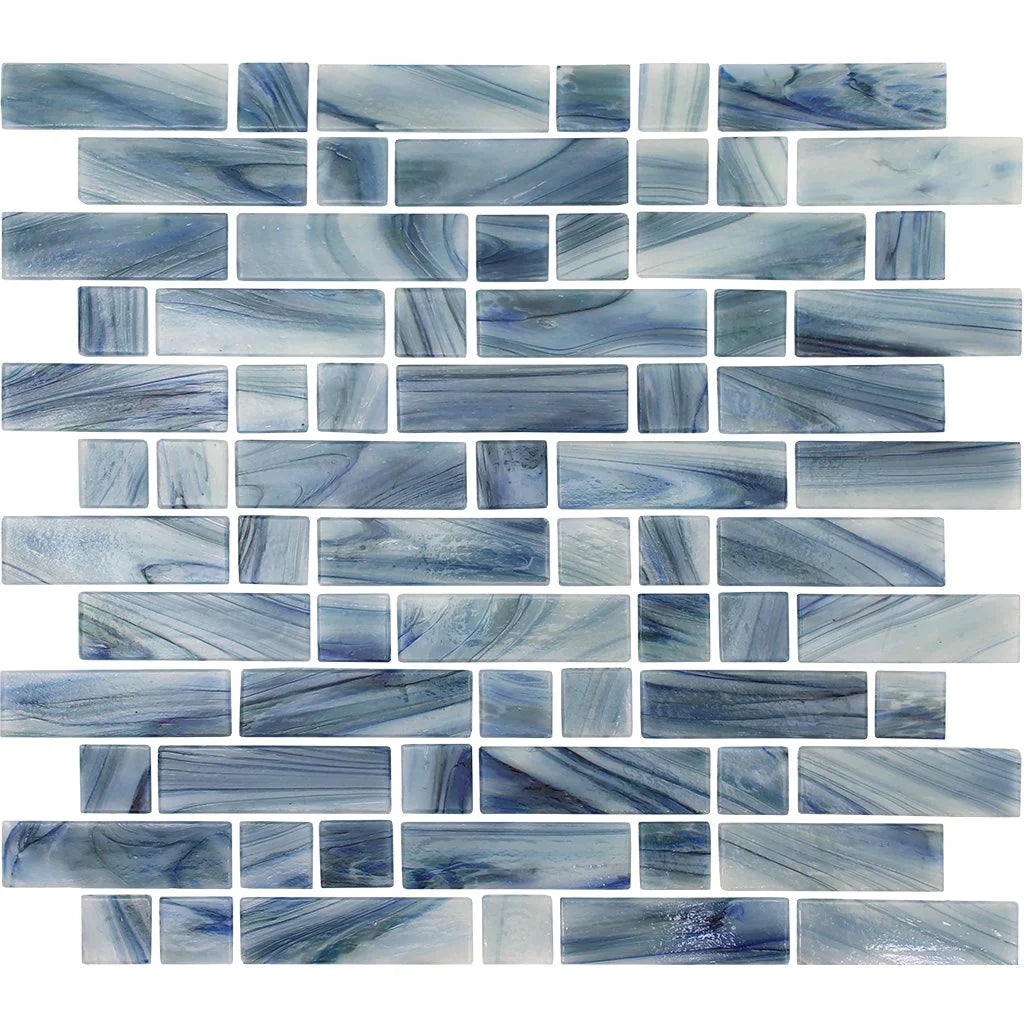 Aquatica Scotia 1"x1" & 1"x3" Glass Mosaic Tile 11.75"x12" - Dash Coll ...