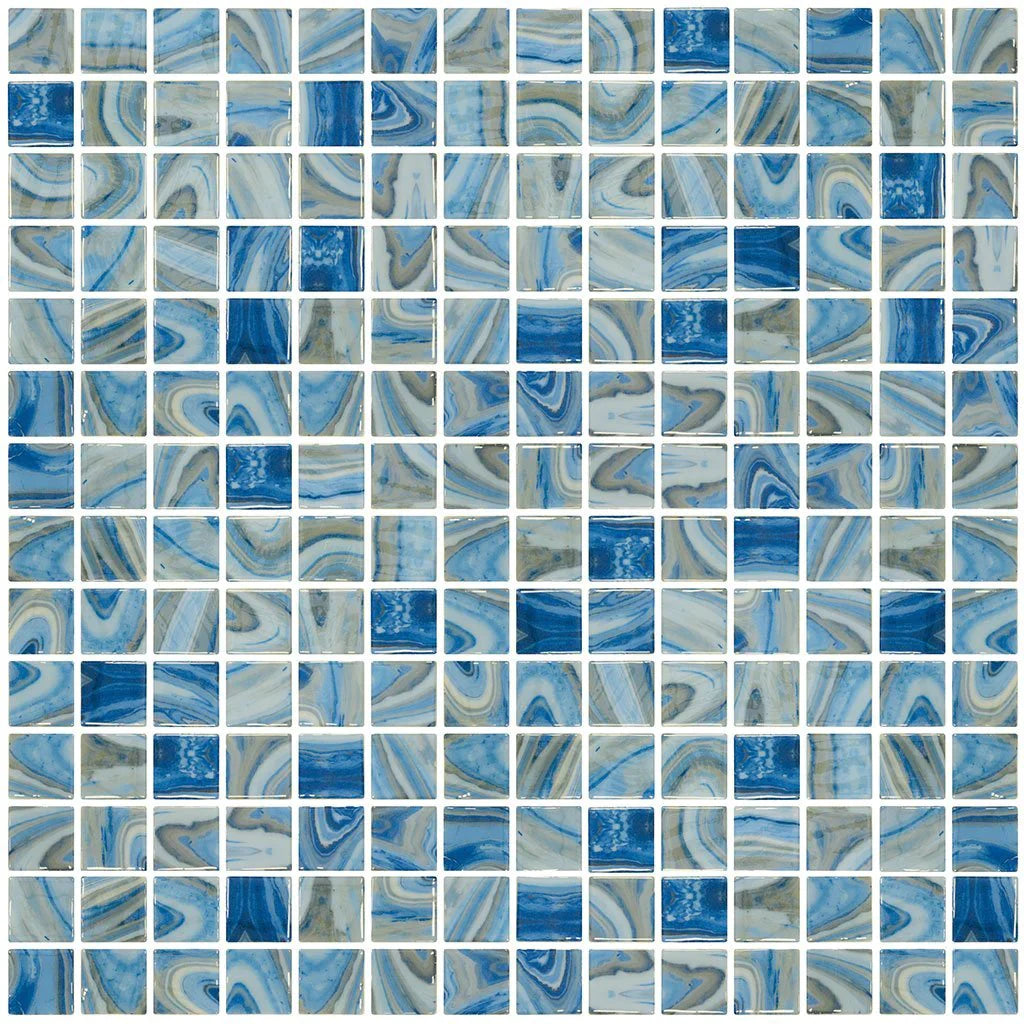 Aquatica Tourmaline 1"x1" Glass Mosaic Tile 12.25"x18.25" - Vanguard C ...
