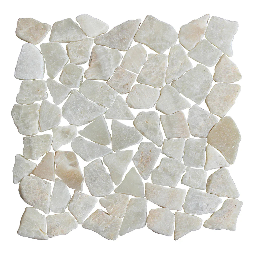 Aquatica White Quartz Pebble Mosaic 11"x11" - Ocean Stones Fit Collect ...