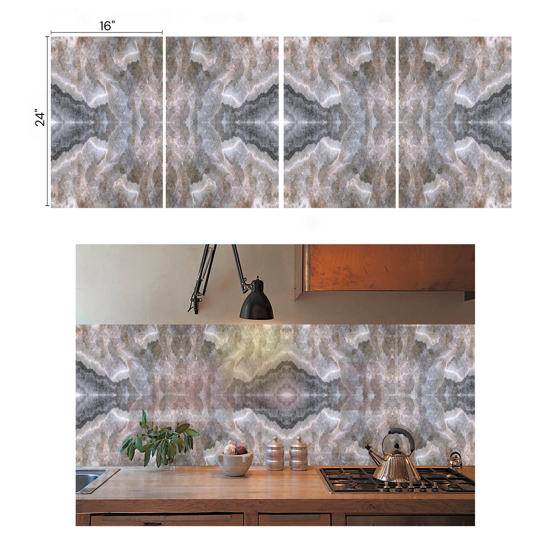 Iced Coffee Marble Look Peel&Stick PVC Panel for Wall and Floor - 16"x ...