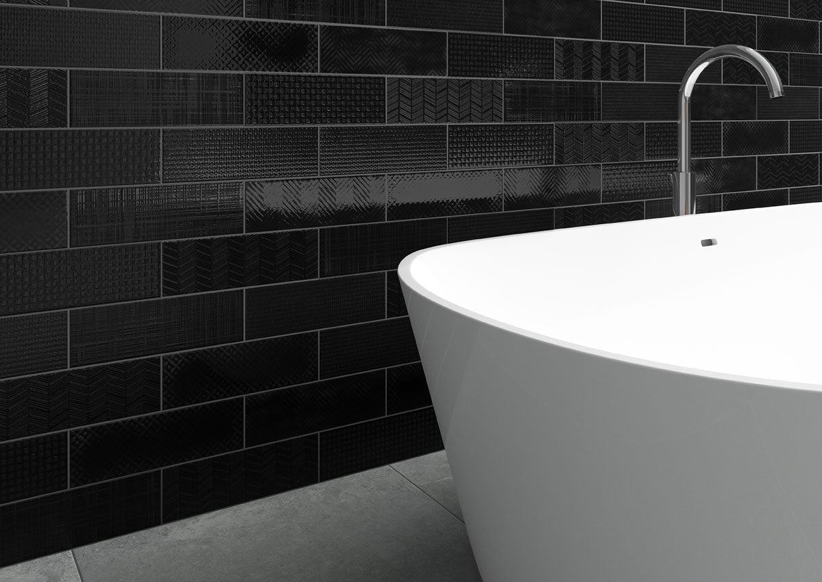 MSI Urbano Ink 3D Mix Glossy Ceramic Subway Tile 4"x12" – mayausatile