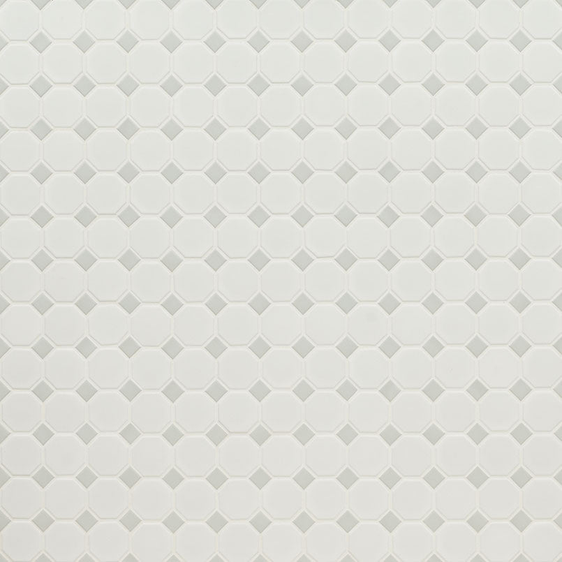MSI White & Gray Matte Octagon Porcelain Mosaic Tile - Domino Collecti