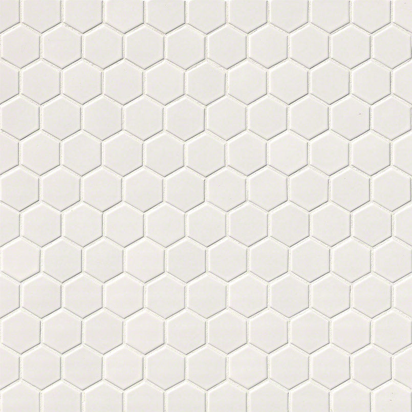 MSI White Hexagon Porcelain Mosaic Tile - Domino Collection