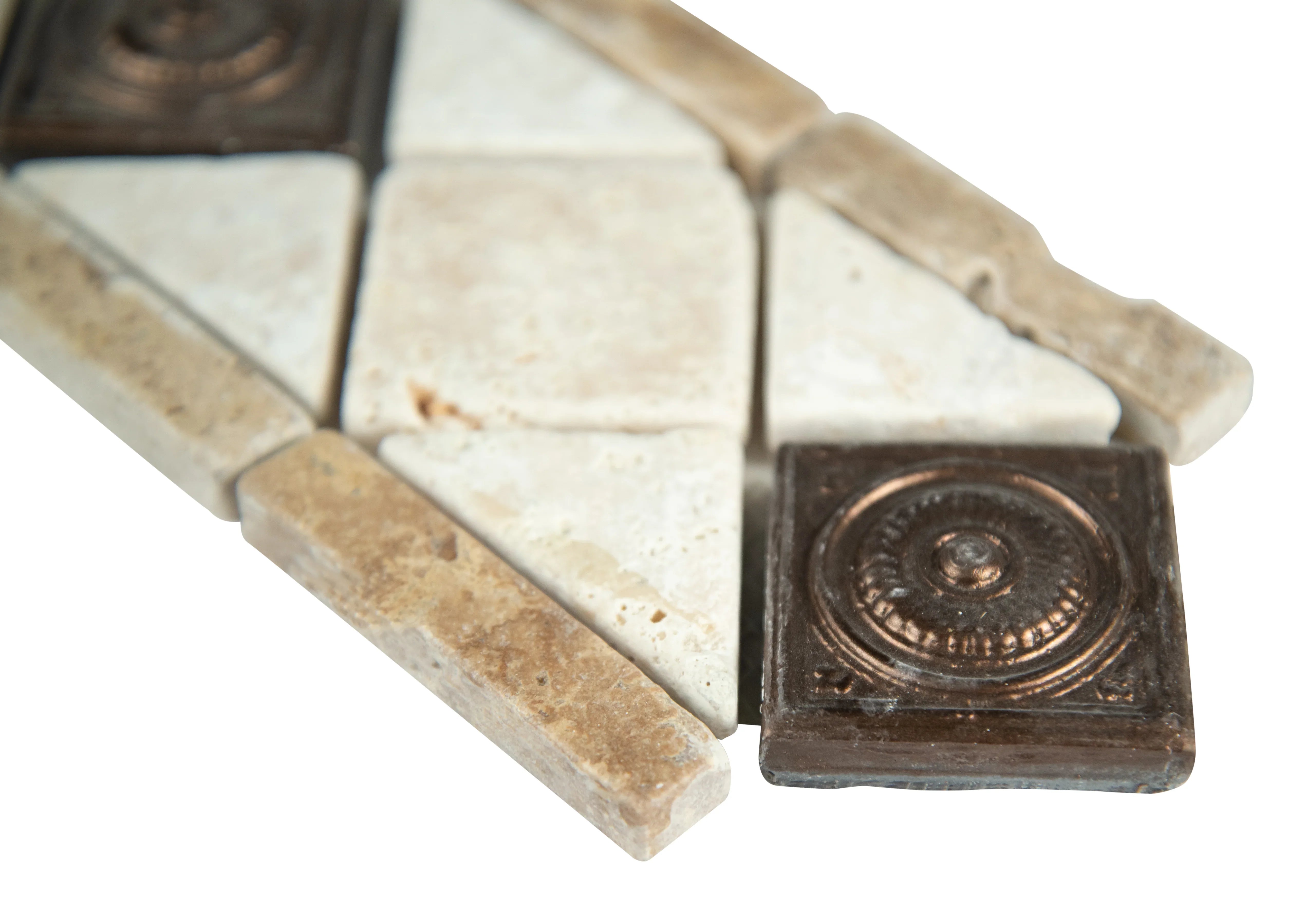 MSI Noche Chiaro Copper Scudo Tumbled Metal Stone Mosaic Tile 4"x12 ...