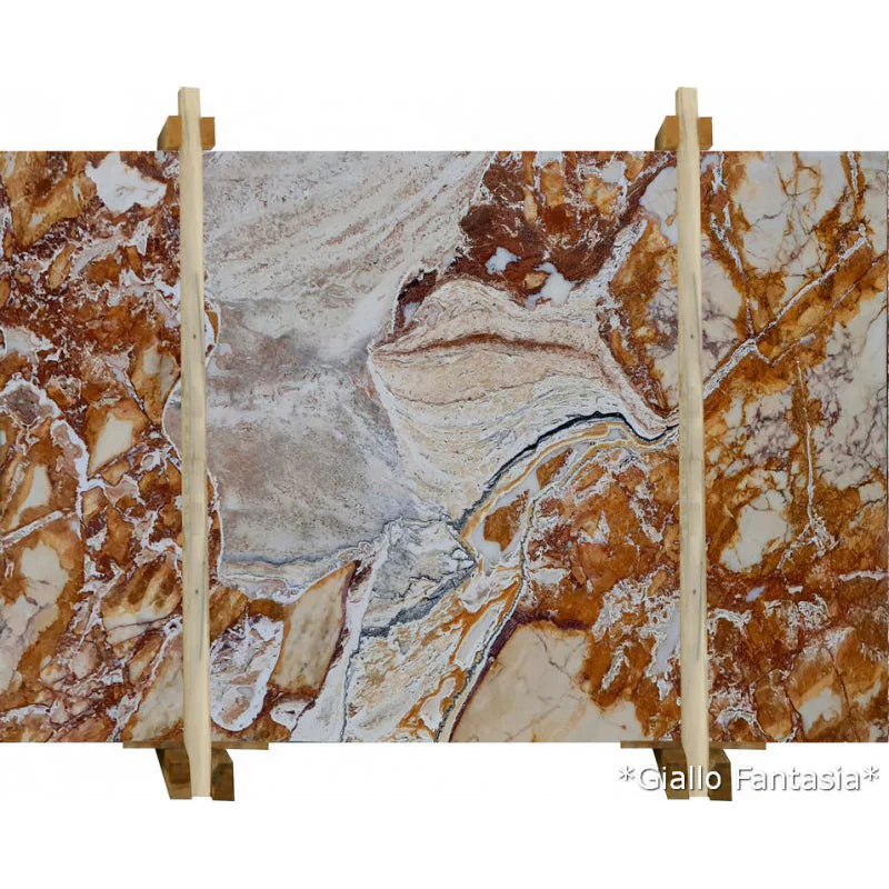 Giallo Fantasia Gold Bookmatching Polished Marble Slab – mayausatile