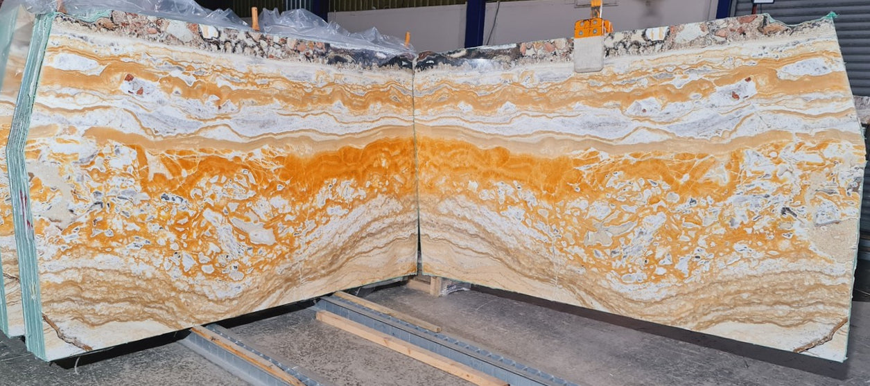 Orange Onyx Bookmatching Polished Marble Slab – mayausatile