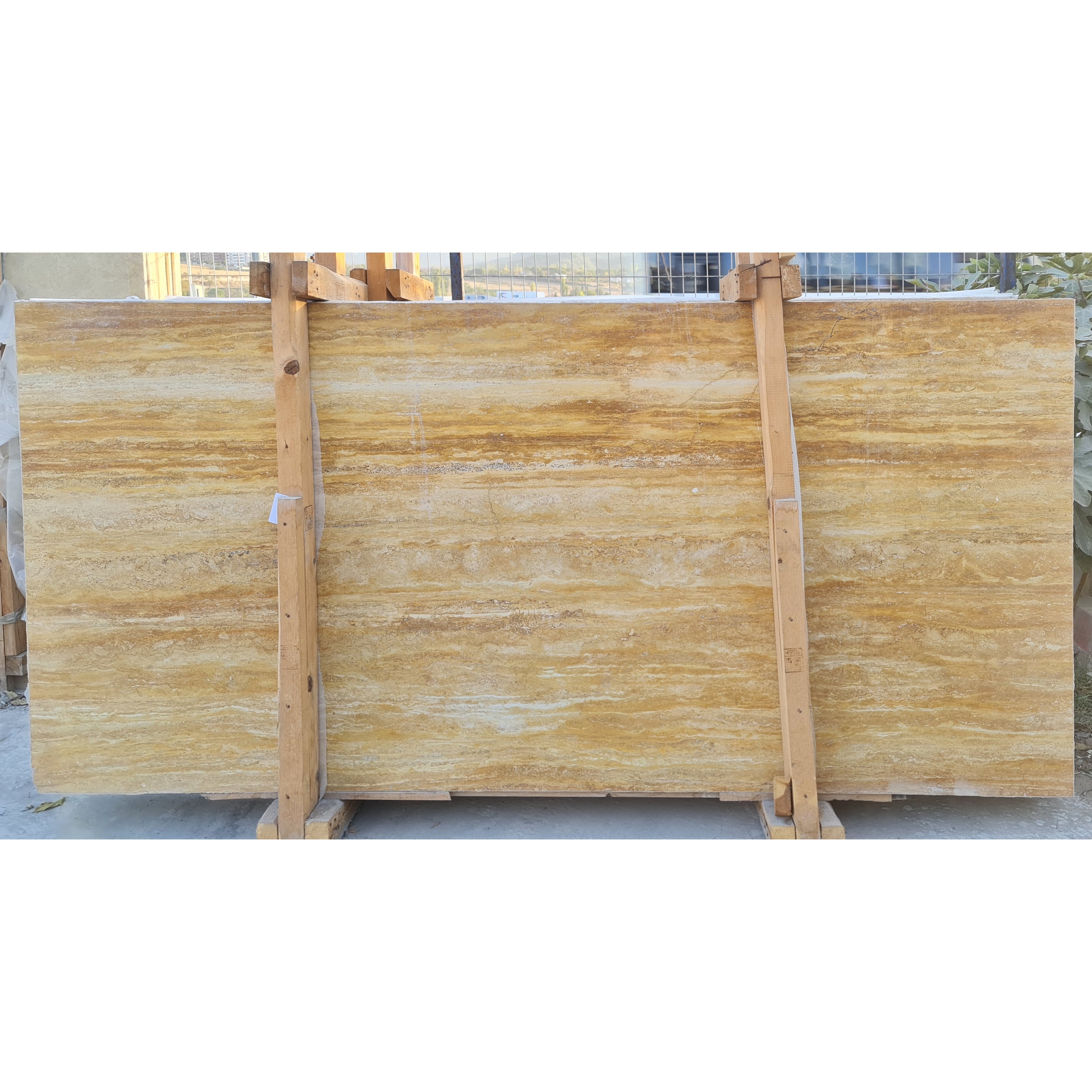 Yellow Bookmatching Polished Travertine Slab – mayausatile