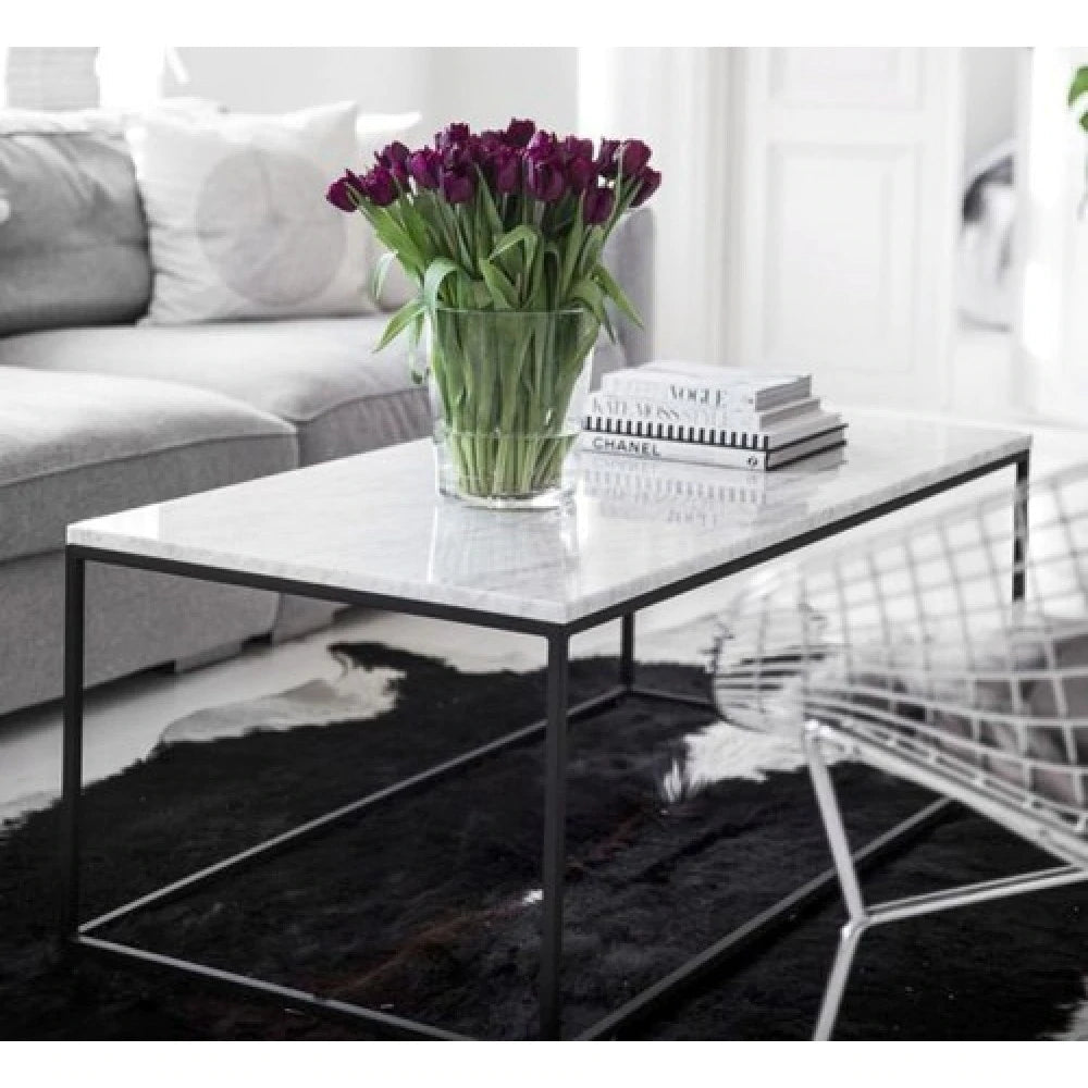 Carrara White Marble Coffee Table Rectangular – mayausatile