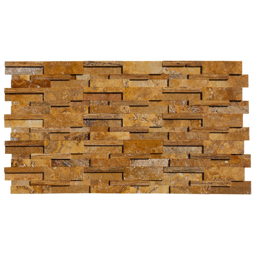 Gold 3D Travertine Ledger Panel