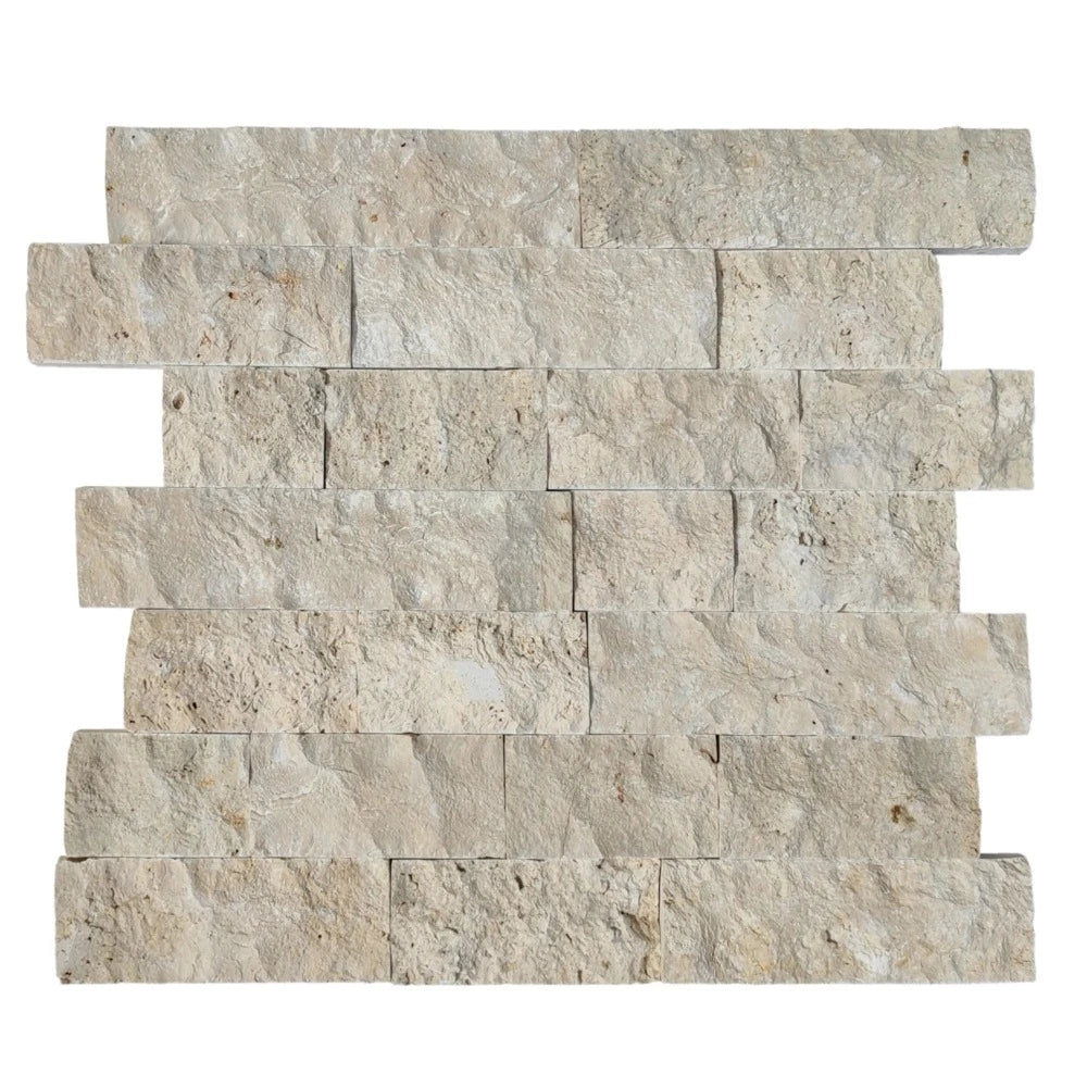 Ivory Light Free Length Split-face Natural Travertine Wall Tile