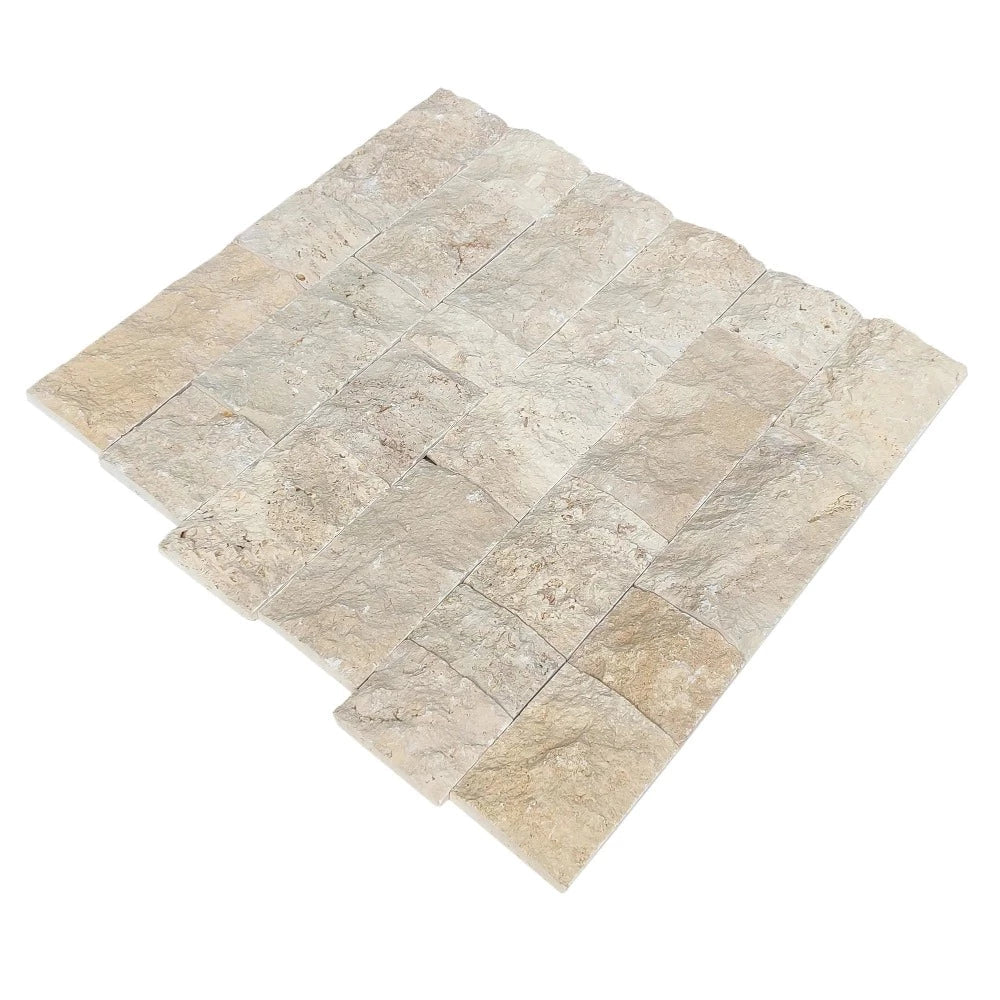 Ivory Light Free Length Split-face Natural Travertine Wall Tile