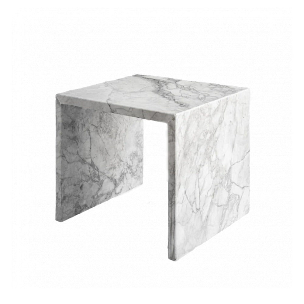 Natural Stone White/Grey Marble Side/End Table