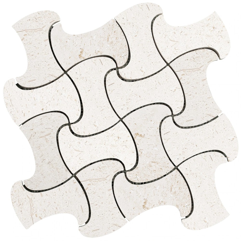 Shell Stone Limestone Fusion Design on 12" x 12" Mesh Mosaic Tile ...