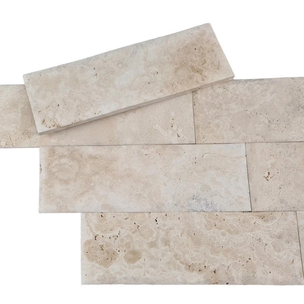 Ivory Light Travertine Wavy Honed-Pillowed edge Floor and Wall Tile 4 ...
