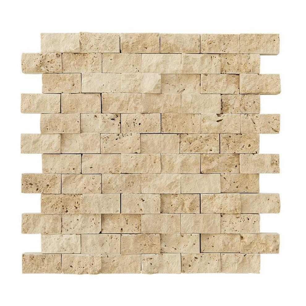 Light Beige Travertine Split Face Stone Siding Mosaic Tiles – mayausatile