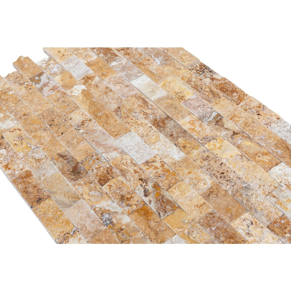 Scabos Travertine Split Face Stone Siding Mosaic Tiles