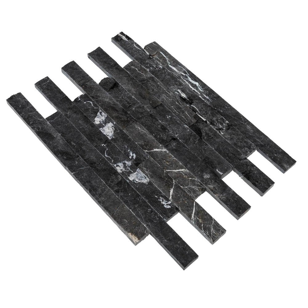 Toros Black Marble Stacked Stone Ledger Panel