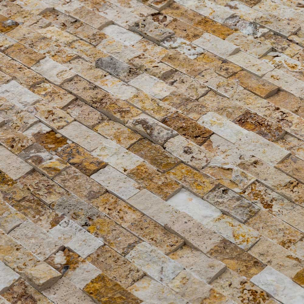 Valencia Travertine Split Face Stone Siding Mosaic Tiles